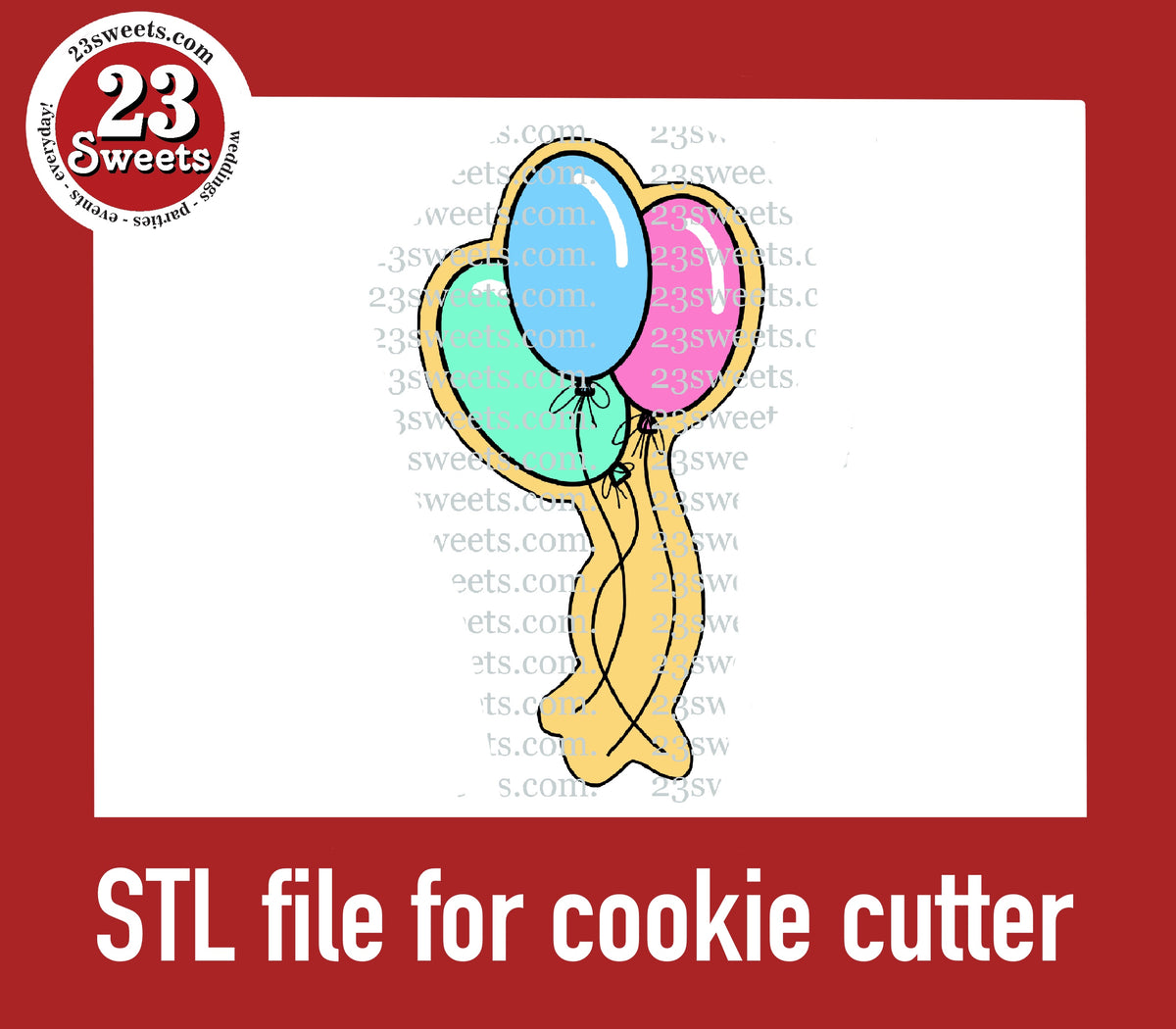 COOKIE CUTTER STL file, 3 Balloons STL Cookie cutter file, instant dow ...