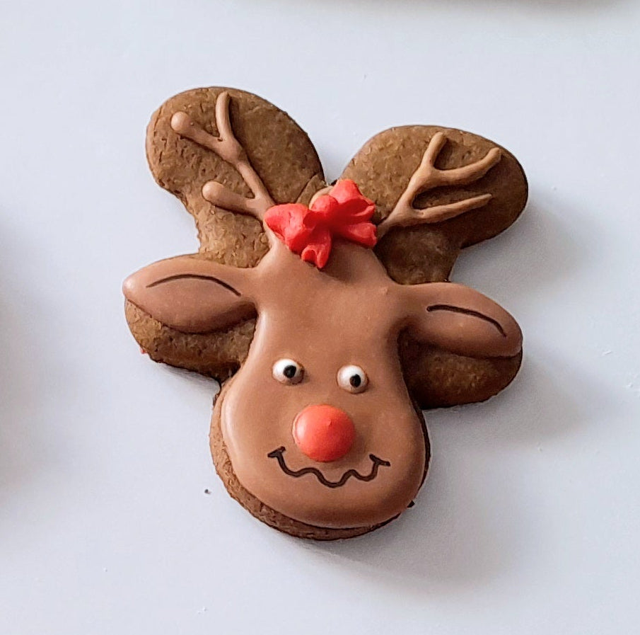 Cookies, CHRISTMAS RUDOLPH COOKIES, 1 dozen, royal iced design – 23sweets